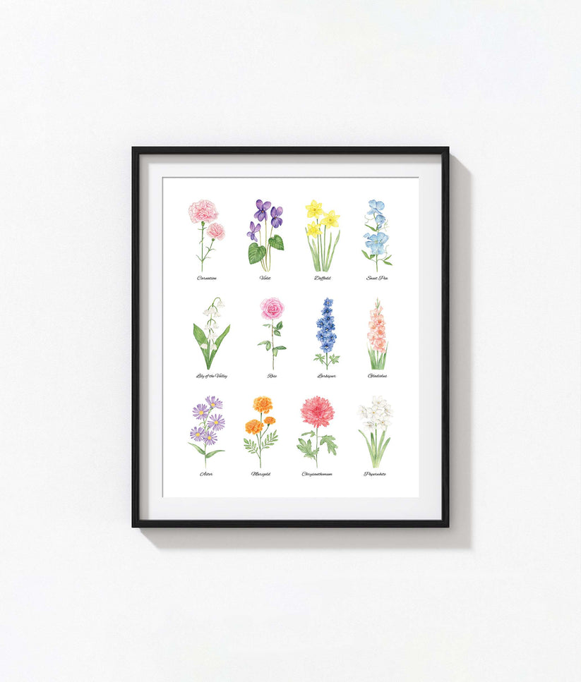 Birth Flowers Art Print All Months – Tammy Speed Design